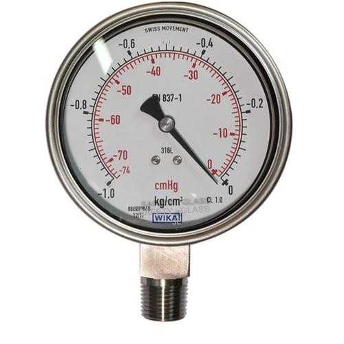 Jual Pressure gauge Wika 4" inch -1-0 Bar/CmHg vacuum gauge drat 1/2 ...