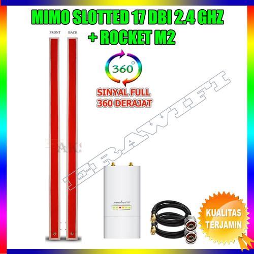 Jual Paket Ubiquiti Rocket M2 28 dBm + Omni Slotted MIMO OEM 2,4 GHz 17 ...