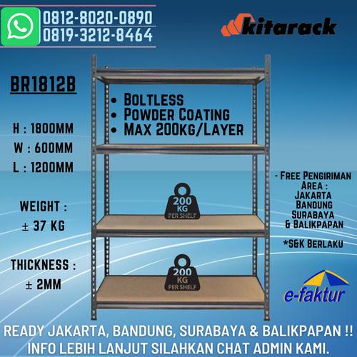 Jual WAREHOUSE RACK KITARACK BR1812B BOLTLESS RAK GUDANG 4 SUSUN 1.8 ...