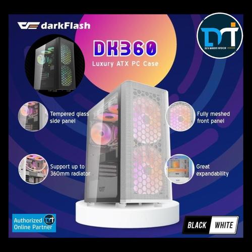 Promo darkFlash DK360 - Mesh AirFlow Tempered Glass Mid-Tower Gaming Case Cicil 0% 3x - Jakarta ...