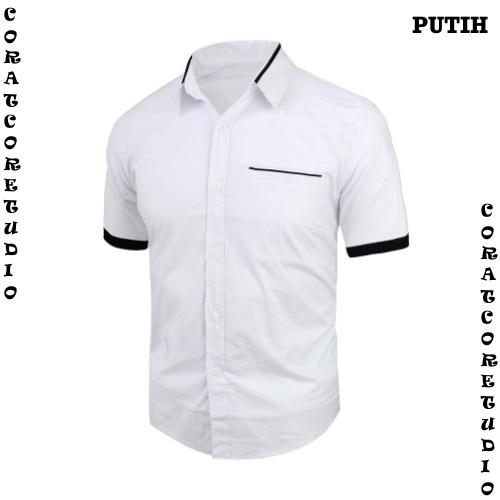 Jual Coratcoretudio Kemeja Pria Hem Lengan Pendek Polos Kantong Saku ...