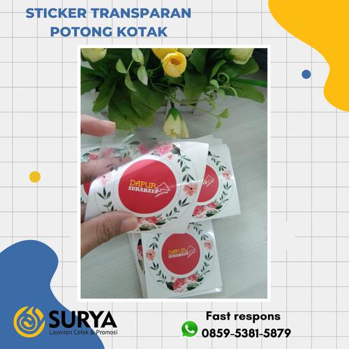 Jual Cetak Stiker Transparan A3+ (Potong Bentuk Kotak) Full Color ...
