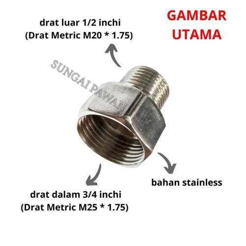 Jual konverter converter drat luar 1/2 inchi ke drat dalam 3/4 inchi ...
