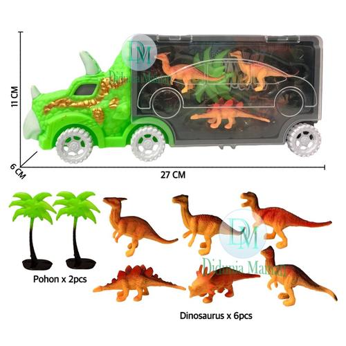 Jual Mainan mobil dinosaurus truk carrier figure hewan purba dino 6 pcs ...