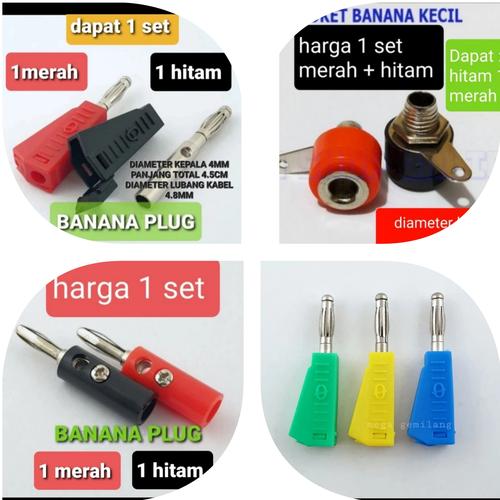 Jual colokan jack soket jek banana plug bulat segi mh steker bush ...