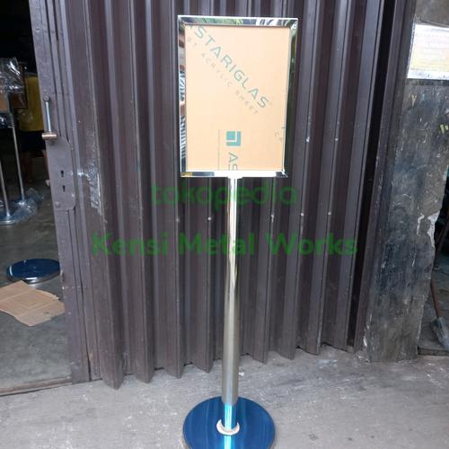 Jual Sign Stand Stainless Brosur Banner Poster QR Sign Frame display A3 ...
