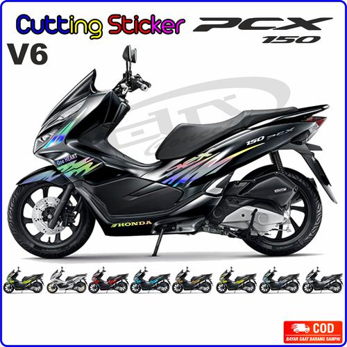 Jual Cutting Sticker Stiker PCX 150 Variasi Motor hitam putih 6 ...
