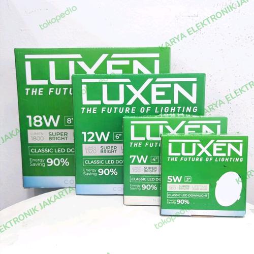 Jual Downlight Led Panel Luxen Clasic 5w 7w 9w 12w 18w bulat putih 6500 ...