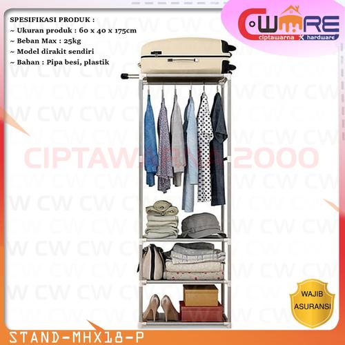 Jual Stand Hanger Rak Gantung Lemari Pakaian Gantungan Baju - Merah ...