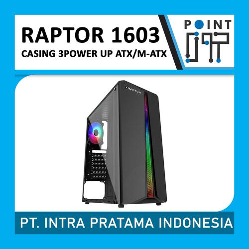 Jual Casing PC Gaming 3 Power Up Raptor Black Strike 1603 ATX Gaming ...