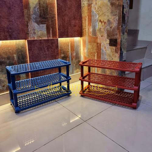 Jual Rak Tempat Sepatu Sandal Sendal Kecil Plastik Susun 3 Tiga Tingkat ...