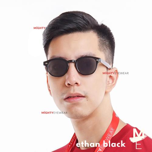 Promo KACAMATA HITAM Bulat Pria - ETHAN Black Minus Plus Sunglasses Custom - +Lensa Normal ...
