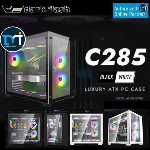Promo darkFlash C285 - Dual Chamber Tempered Glass Mid-Tower ATX Gaming ...