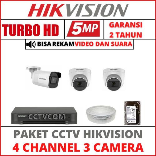 Promo PAKET CCTV HIKVISION 4 CHANNEL 3 CAMERA HARDISK 500GB KOMPLIT ...