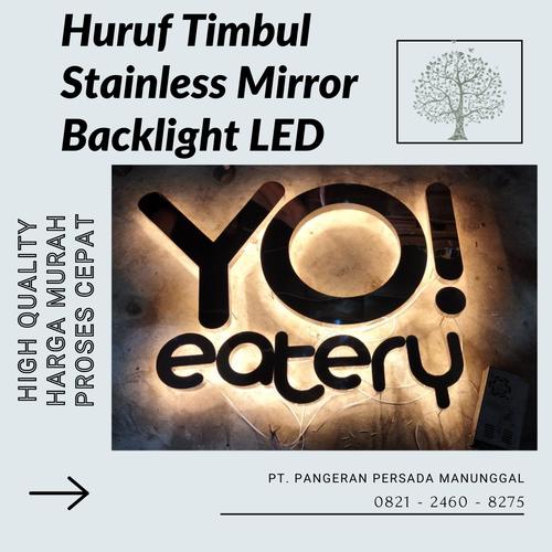 Jual Huruf Timbul Stainless Mirror Backlight LED Papan Nama Cafe Bar ...