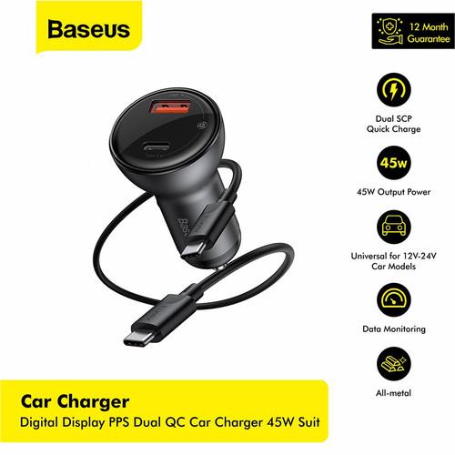 Jual Baseus Digital Display Dual QC Car Charger 45W Suit - USB A ...