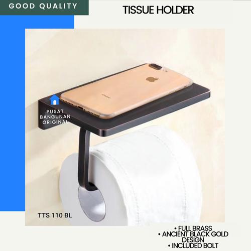 Jual TEMPAT TISSUE ROLL HOLDER KAMAR MANDI STAINLESS BLACK HITAM ...
