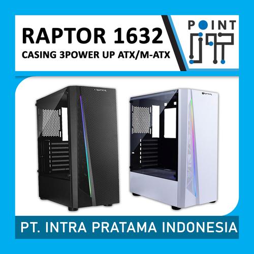 Jual Casing PC Gaming Power Up Raptor Black Strike 1632 RGB ATX Gaming ...