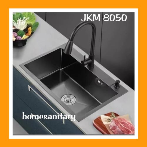 Jual kitchen sink hitam doff JKM 8050 paket lengkap - kran tarik ...