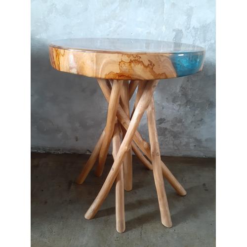 Jual STOOL RESIN/EPOXY BIRU EAST COLONIAL KAYU JATI DAUR ULANG ...