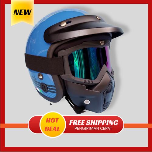 Promo Helm Bogo Retro Classic New Dewasa Pet Panjang+Google Mask Motor ...