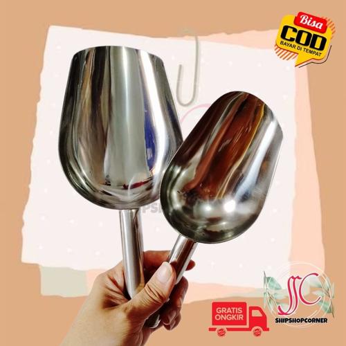 Jual Sendok serok Es Batu Tepung Beras Stainless Steel Ice Cube Scoop ...