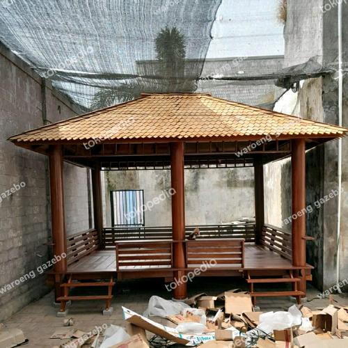 Jual Gazebo Besar 4x3m Tiang 6 || Kayu Kelapa || Jualan Gasebo Taman ...