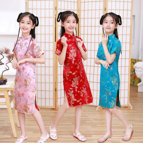 Jual cheongsam anak gambar naga dan phoenix pakaian tradisional china ...