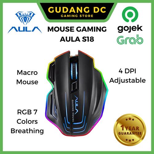 Jual Mouse Gaming AULA S18 - RGB LED - Sensor Sunplus 6698A - 6400DPI ...