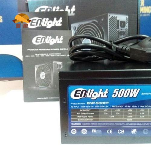 Jual SM - POWER SUPPLY ENLIGHT BLACK SILVER 500 WATT 80+ BRONZE GARANSI ...