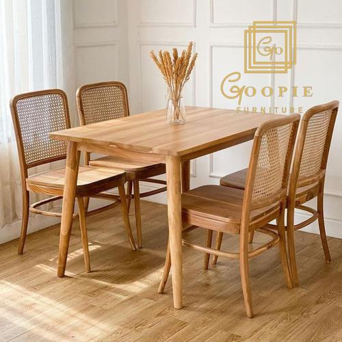 Jual set meja makan 4 kursi cafe rotan kayu jati minimalis modern - Kab. Jepara - Goopie ...