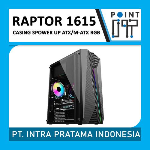 Jual Casing PC Gaming Power Up Raptor Black Strike 1615 RGB ATX Gaming ...
