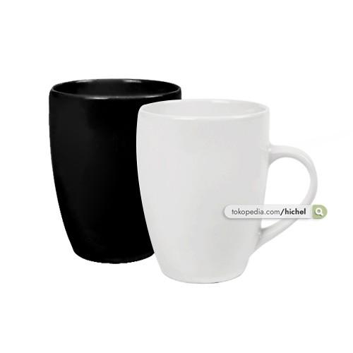 Jual Cetak Design Logo Gelas Mug Corel Keramik Putih Hitam Polos 325 ml ...