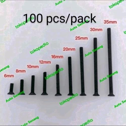 Jual Rep baut tirus/pipih hitam/black countersunk screw 15510 Tamiya ...