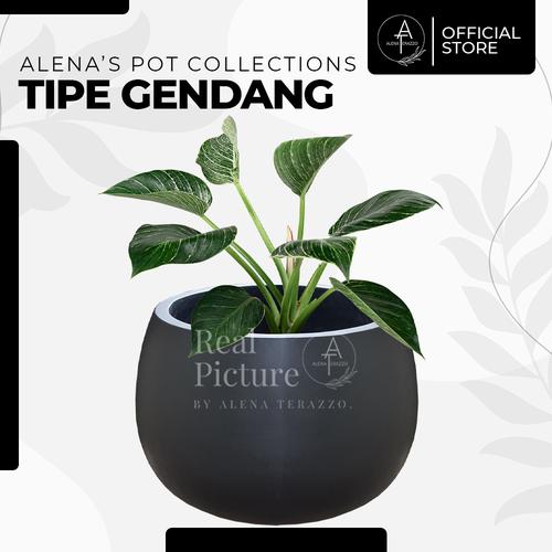 Jual POT TANAMAN HIAS DEKORASI OUTDOOR DAN INDOOR TIPE GENDANG HITAM ...