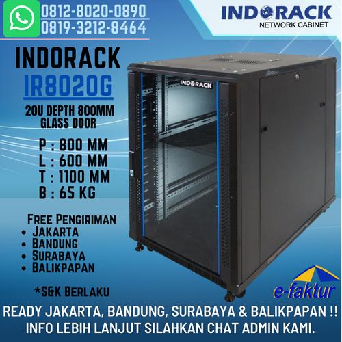 Jual INDORACK CLOSE RACK 20U DEPTH 800MM GLASS DOOR - IR8020G RACK ...