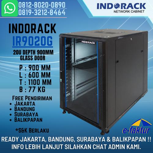 Jual INDORACK CLOSE RACK 20U DEPTH 900MM GLASS DOOR - IR9020G RACK ...