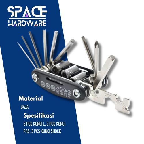Jual Kunci Lipat Multi Fungsi Obeng Shock Pas Sepeda 15 In 1 Tool Kit ...