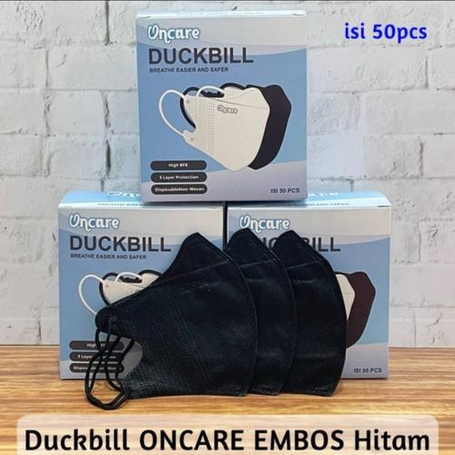 Jual MASKER DUCKBILL MERK ONCARE HITAM 3 PLY EMBOSSED - ORIGINAL - Kota ...