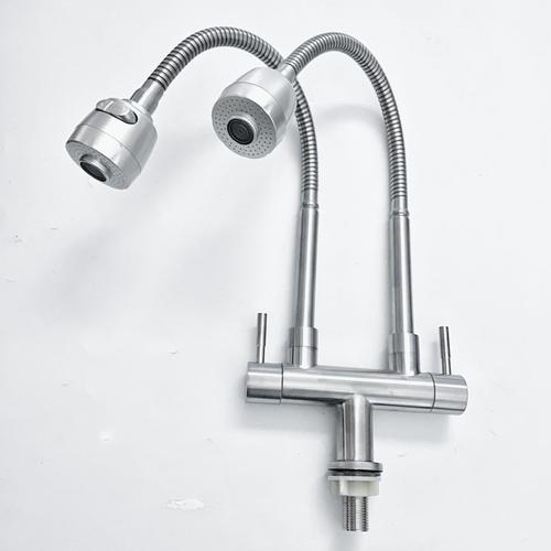 Jual Kran Sink Dapur 2 Flexible FV26 Keran air Cuci Piring Double SUS ...