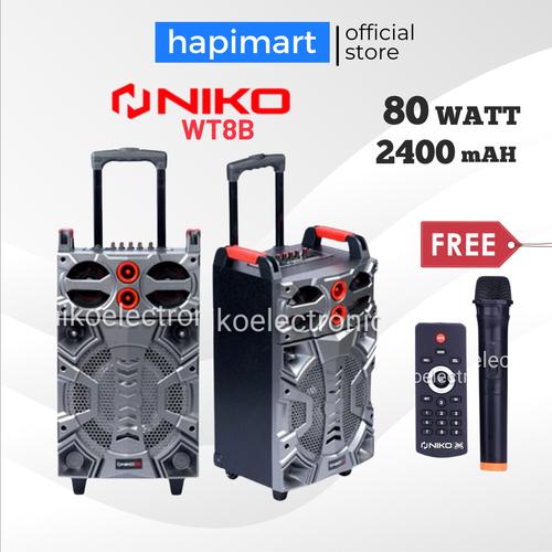 Jual Niko WT8B Speaker Bluetooth Portable Trolley 80 Watt FREE Mic ...