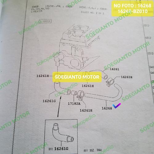 Jual 16268-BZ010 ORI TOYOTA PIPE WATER BY PASS NO.1 PIPA AVANZA XENIA 1 ...