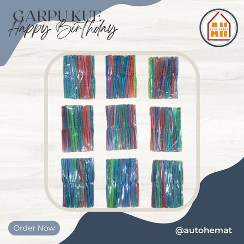 Jual Garpu plastik kue ulang tahun / Garpu puding / Garpu cake isi 10pc ...