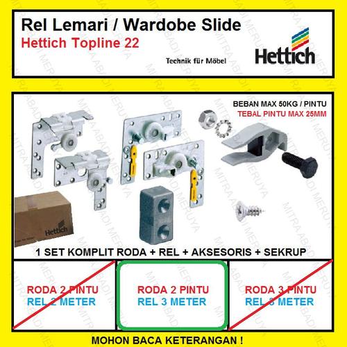 Jual Rel Hettich Topline 22 2Pt 3m Rel Sliding Lemari Roda Pintu Geser ...
