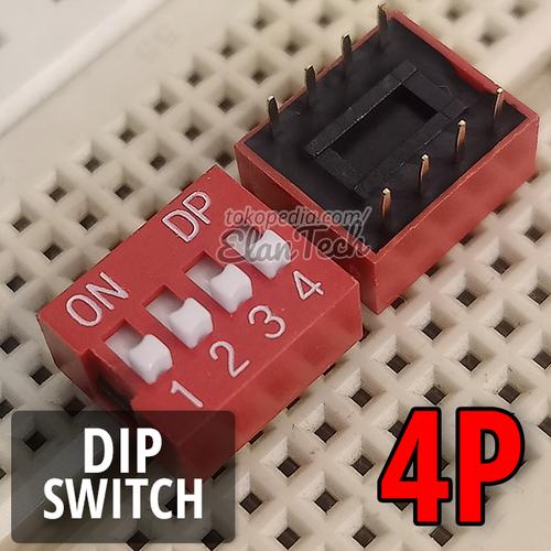 Jual DIP Switch 4P Saklar Geser Kecil 4 Pin 2.54mm Standard ElanTech ...