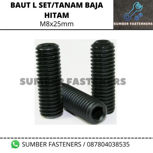 Jual Baut L Set Tanam Socket Set Screw M8x25mm / M8x25 / 8x25 Baja Hitam - Jakarta Utara ...