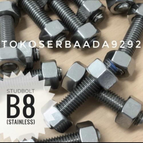 Jual Stud Bolt + Nut SUS 304 M16 x 160 mm ; Baut Stud + 2 nut stainless 304 - Jakarta Pusat ...