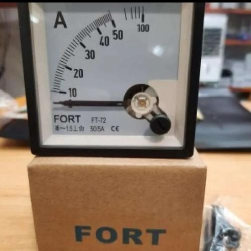 Jual Fort Analog Ampere Meter size 72x72mm FT72A / Panel Meter Amper ...