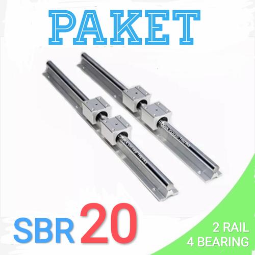 Jual paket set rail guide linear SBR20 SBR 20 shaft + 4 block SBR20UU ...