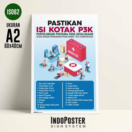 Jual Poster K3 Safety Isi Kotak P3K Pertolongan Pertama Pada Kecelakaan ...